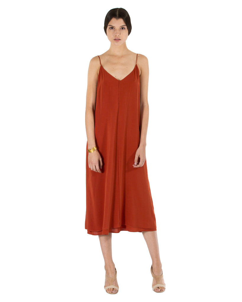 VOZ | Double Layer Cami Dress | Desert Apricot Red – SAANS
